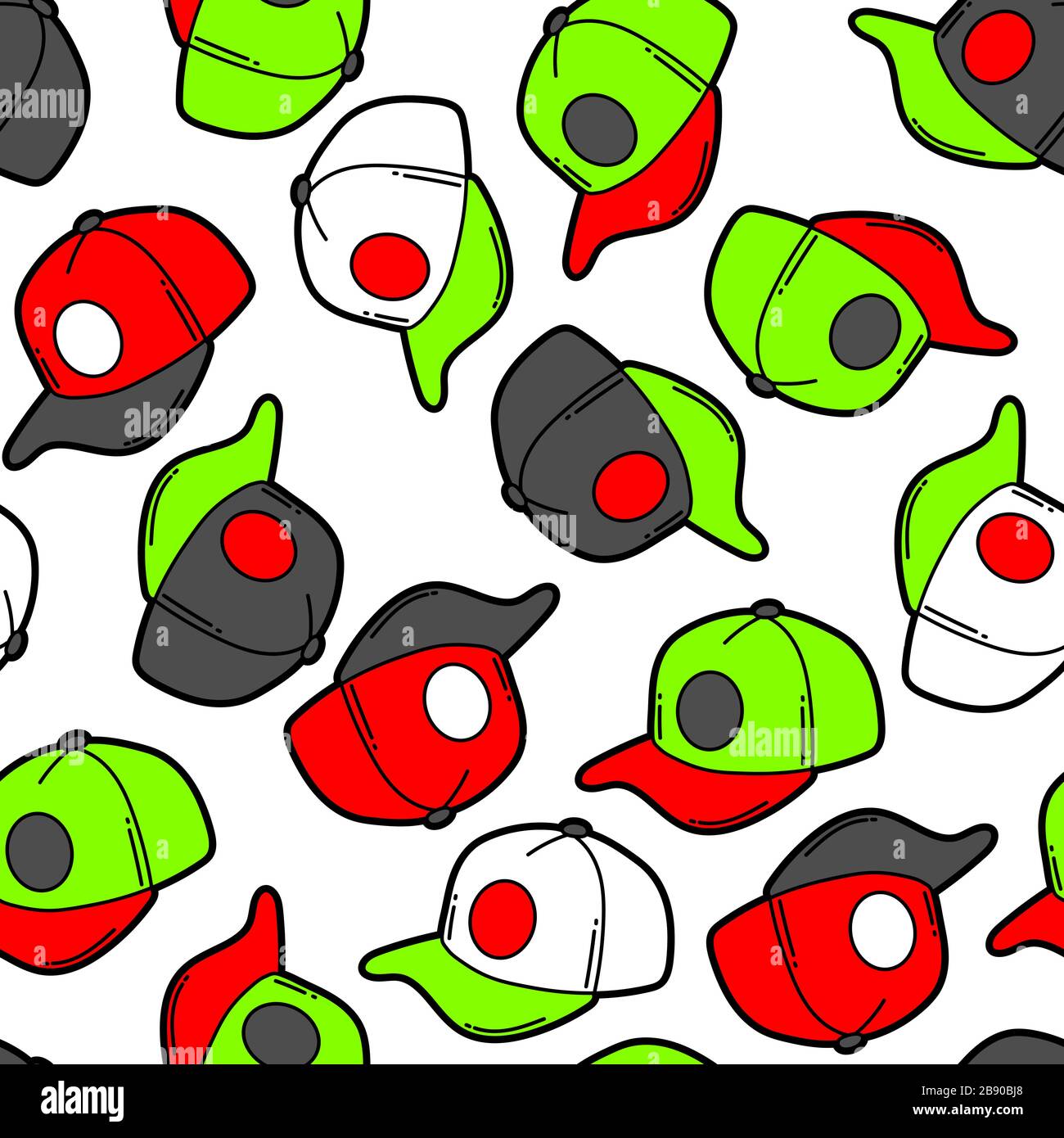 Seamless pattern with cartoon baseball cap Stock Vector Image & Art - Alamy