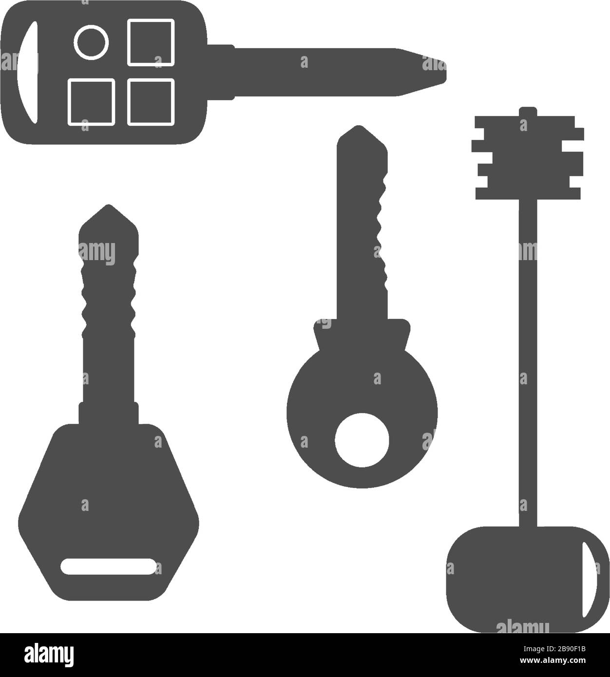 A set of modern keys. Silhouette vector illustration Stock Vector Image ...
