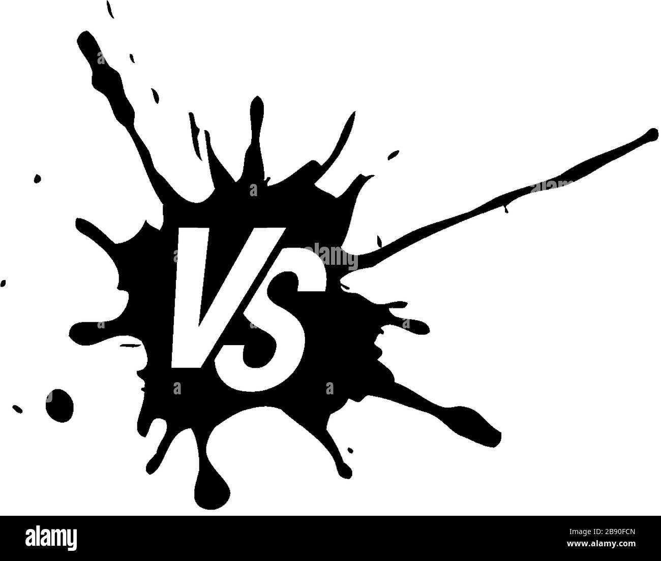 VS letters at the ink blot background isolated on white. Vector ...