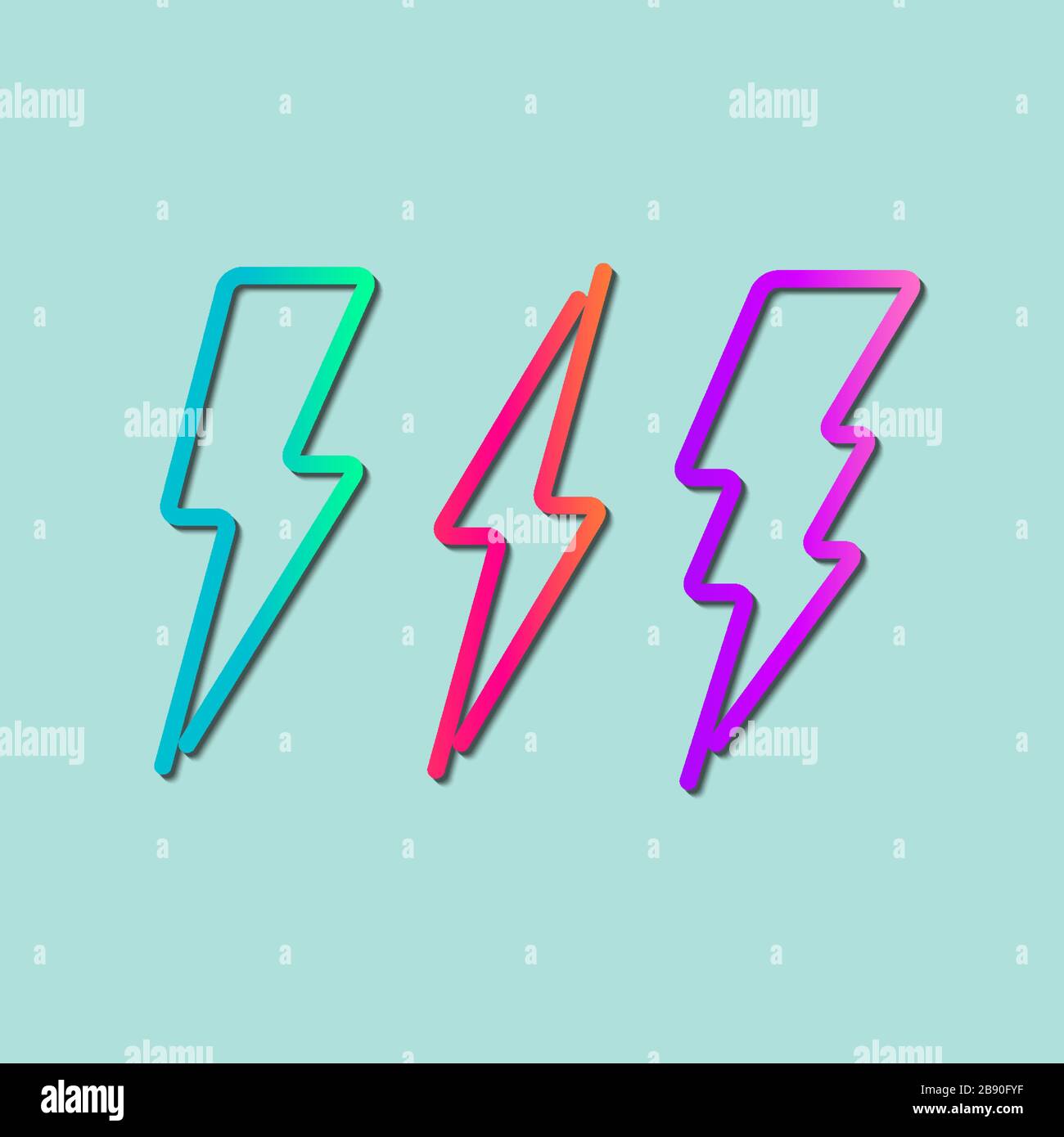 The lightning symbol set. Filled line style, modern gradient buttons ...