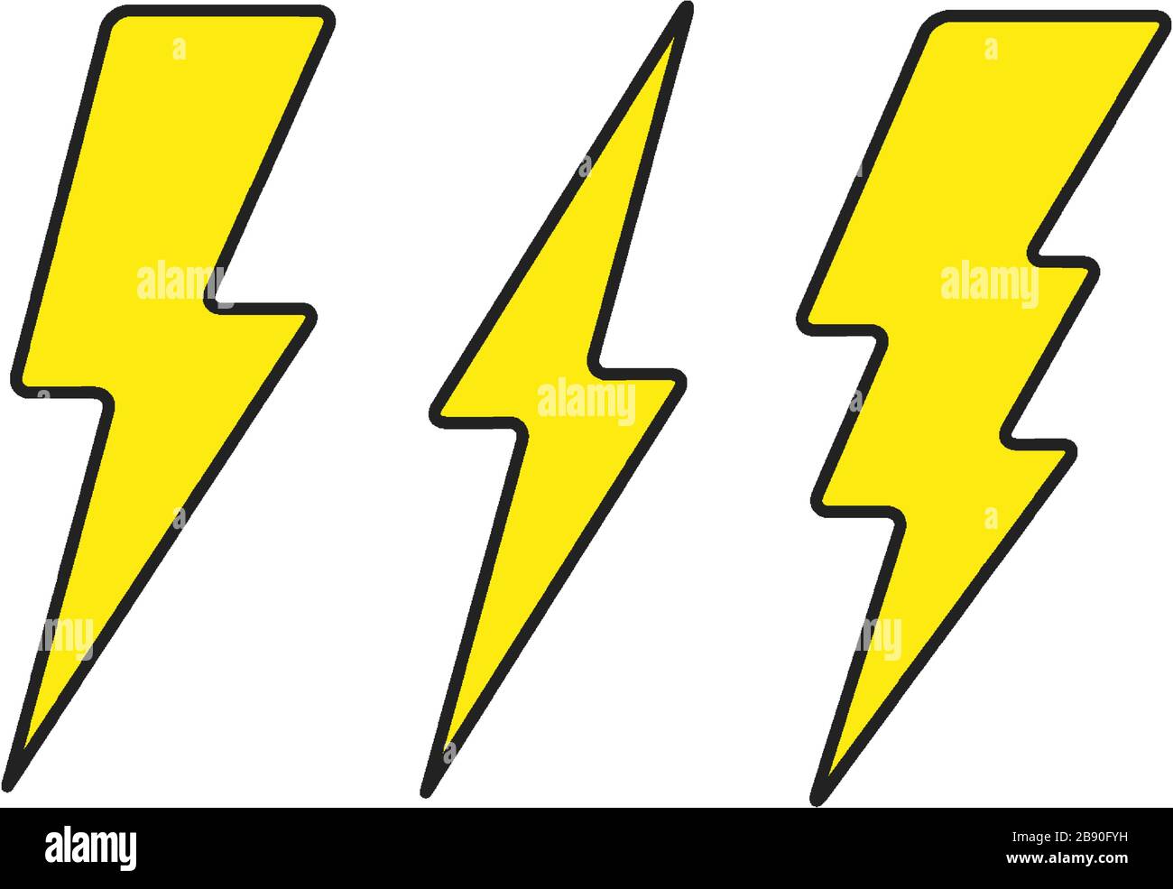 The lightning symbol set. Different shapes. Flat vector illustration ...