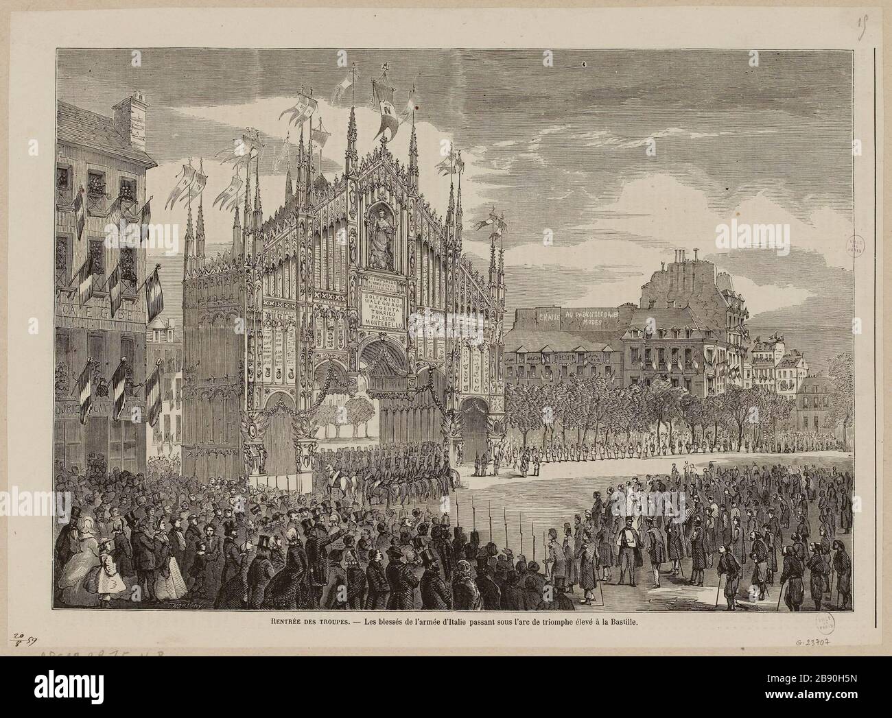 Newspaper clipping. Back to troops wounded Army of Italy pass under the ...