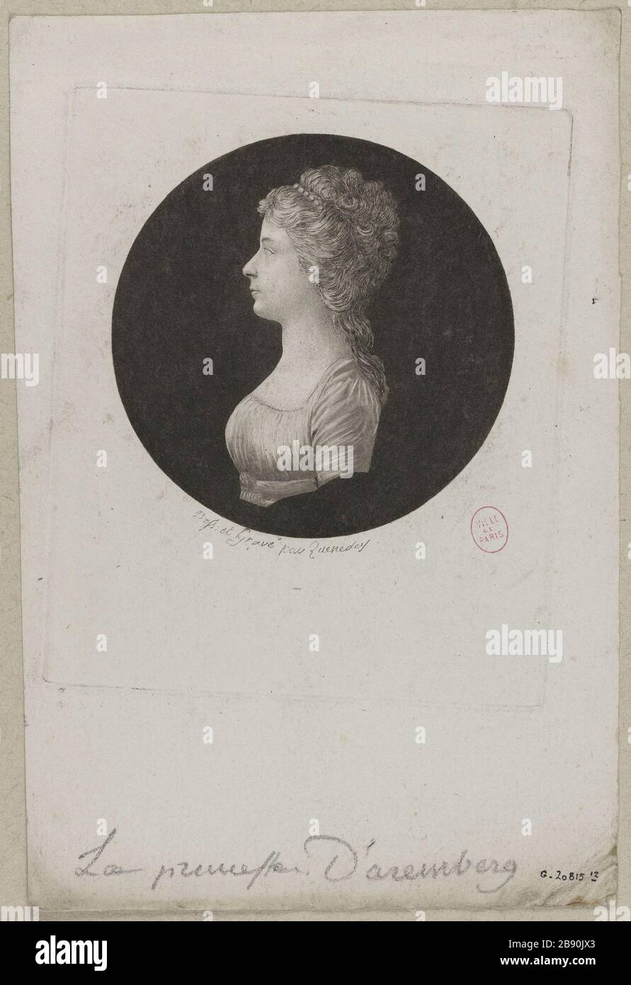 Portrait of Princess of Arenberg Edmé Quenedey (1756-1830). "Portrait ...