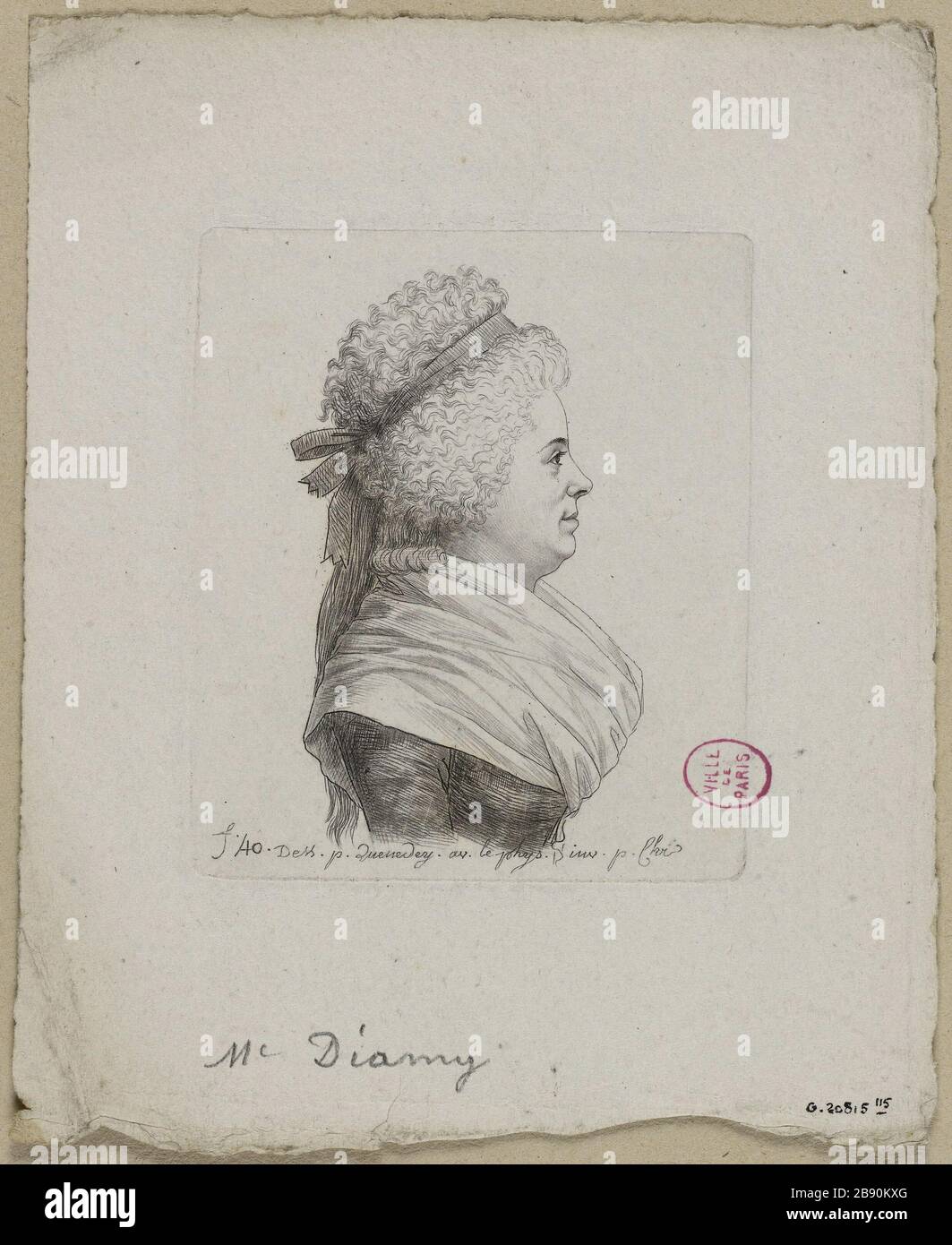 Portrait of Madame Diamy Edmé Quenedey (1756-1830). "Portrait de Madame ...