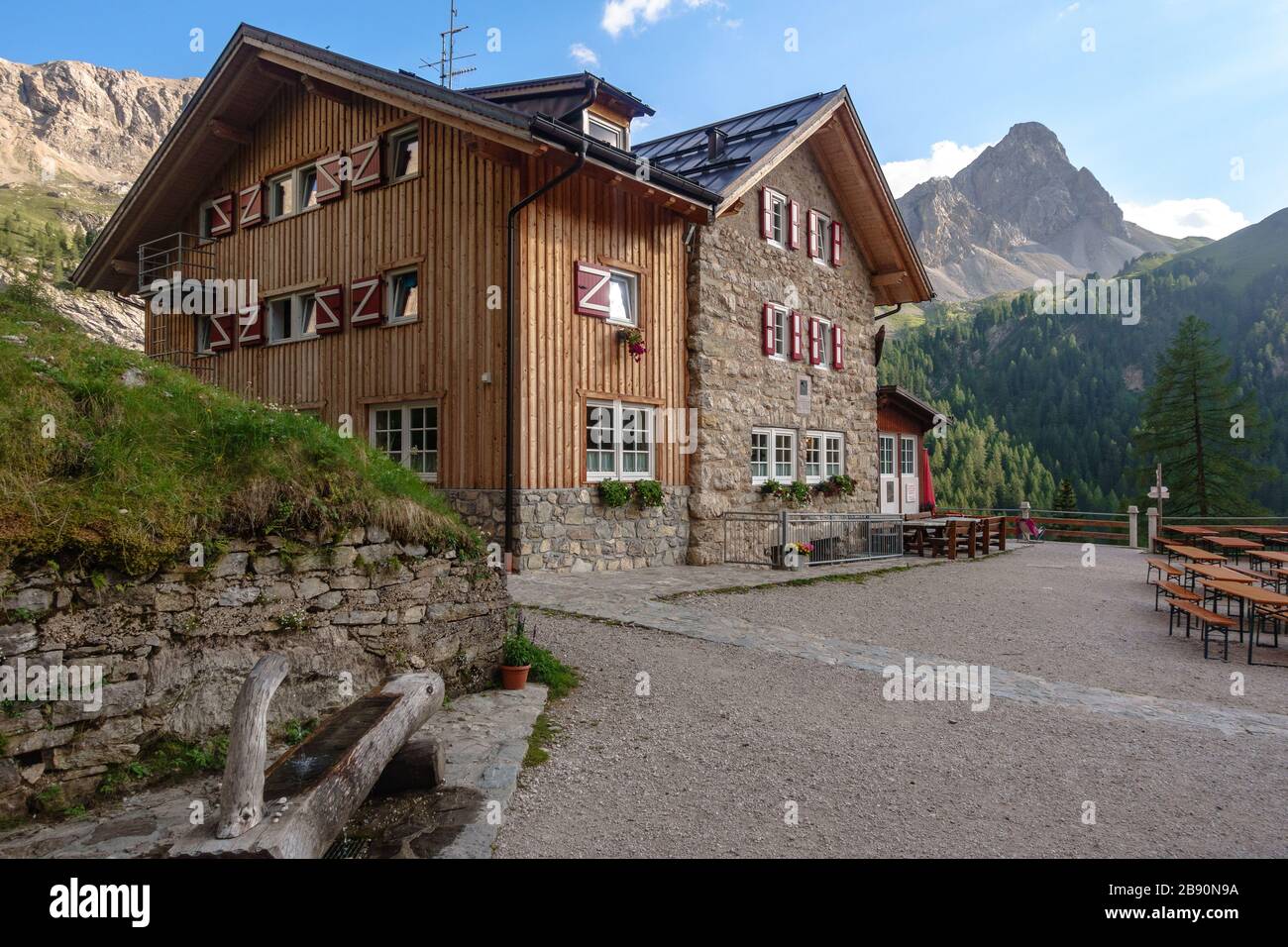 Rifugio Contrin at the top of Val Contrin in the Dolomite Mountains of ...