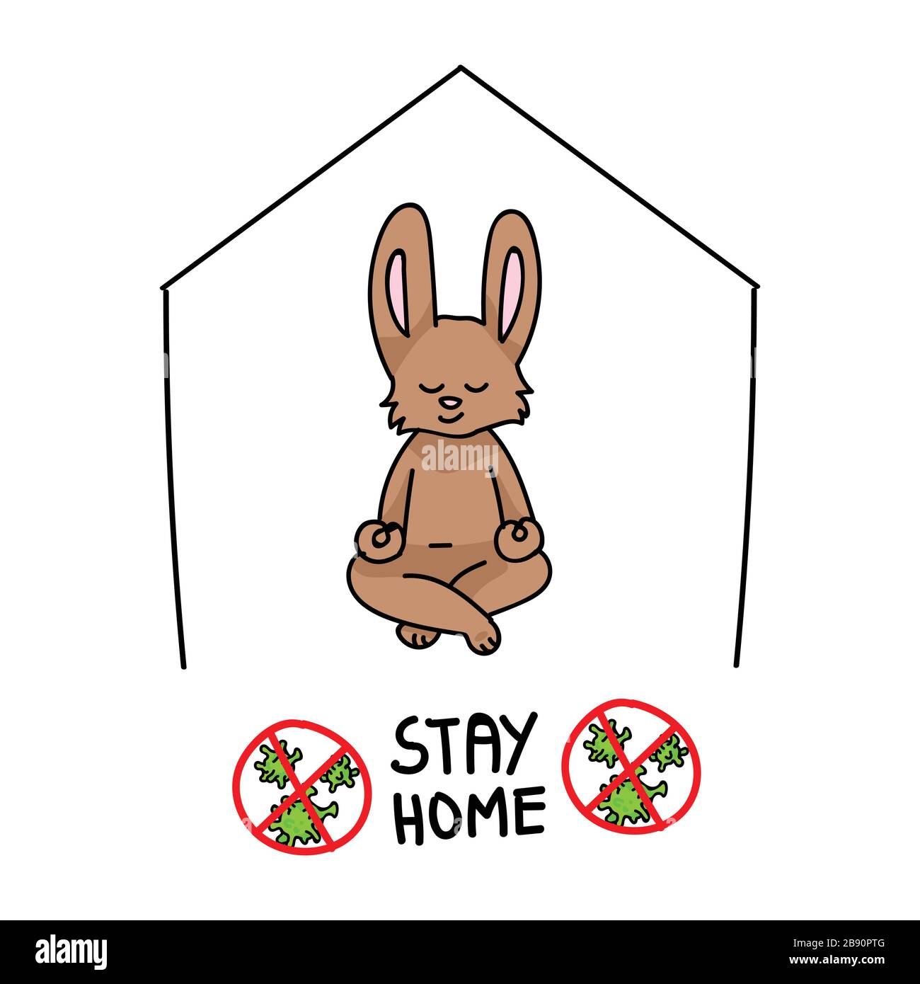 Corona virus covid 19 stay home cute bunny in self quarantine activity ...