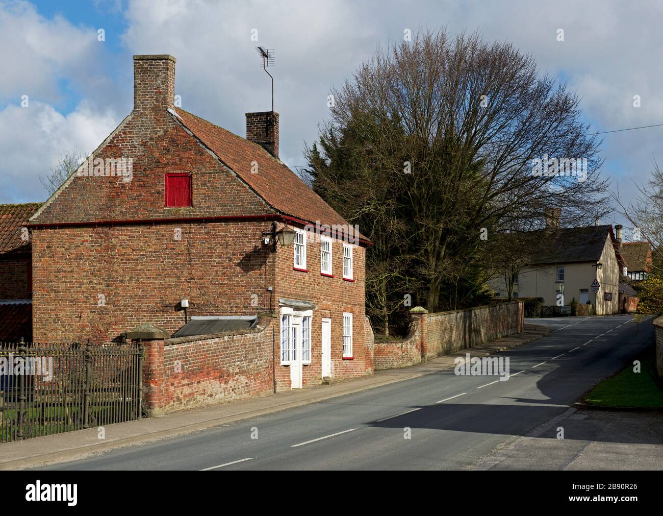 The old butcher's shop in the estate village of Sledmere, East ...