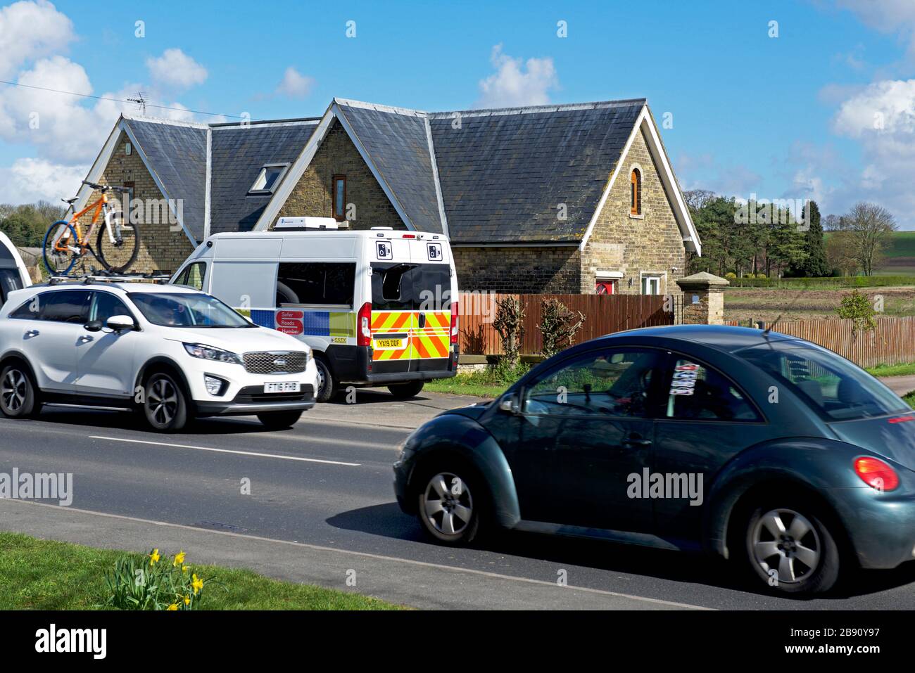 Police speed detector van operating on road, England UK Stock Photo - Alamy