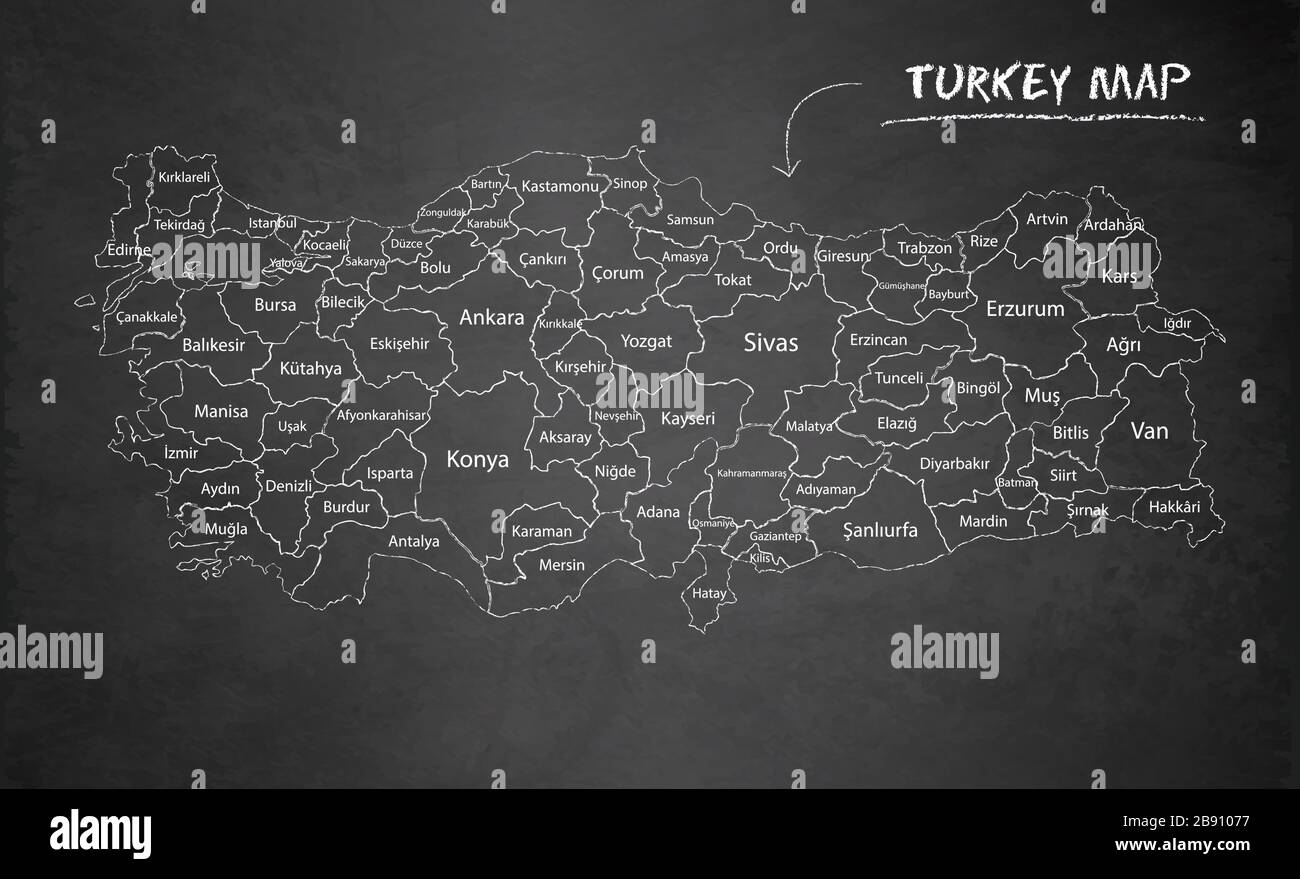Turkey map, design card blackboard chalkboard vector Stock Vector Image ...