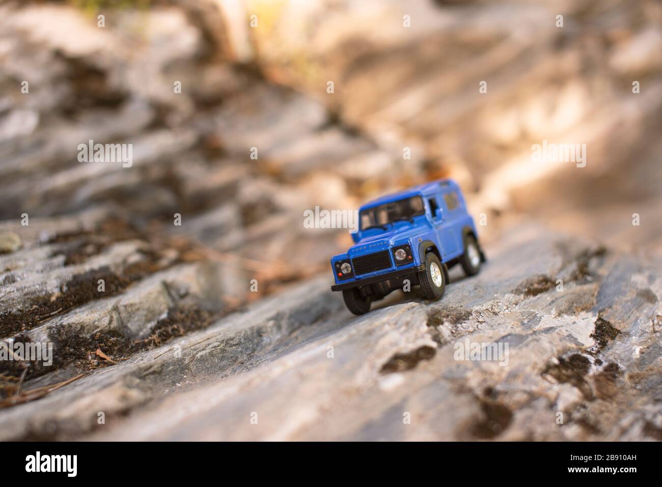 Izmir, Turkey - July 28, 2019: Blue Suv which is an old fashioned style ...