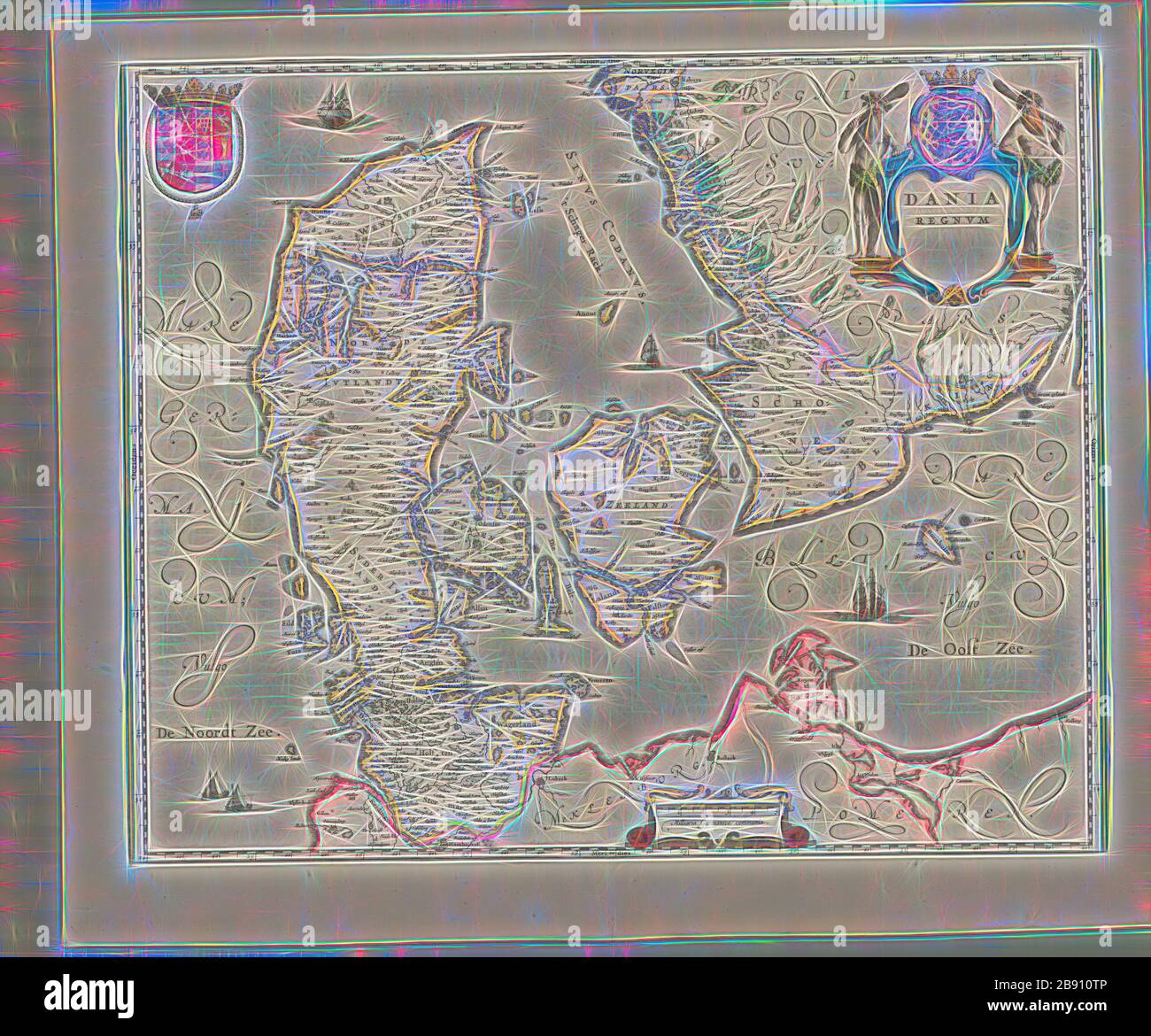 Map, Dania regnvm, Copperplate print, Reimagined by Gibon, design of ...