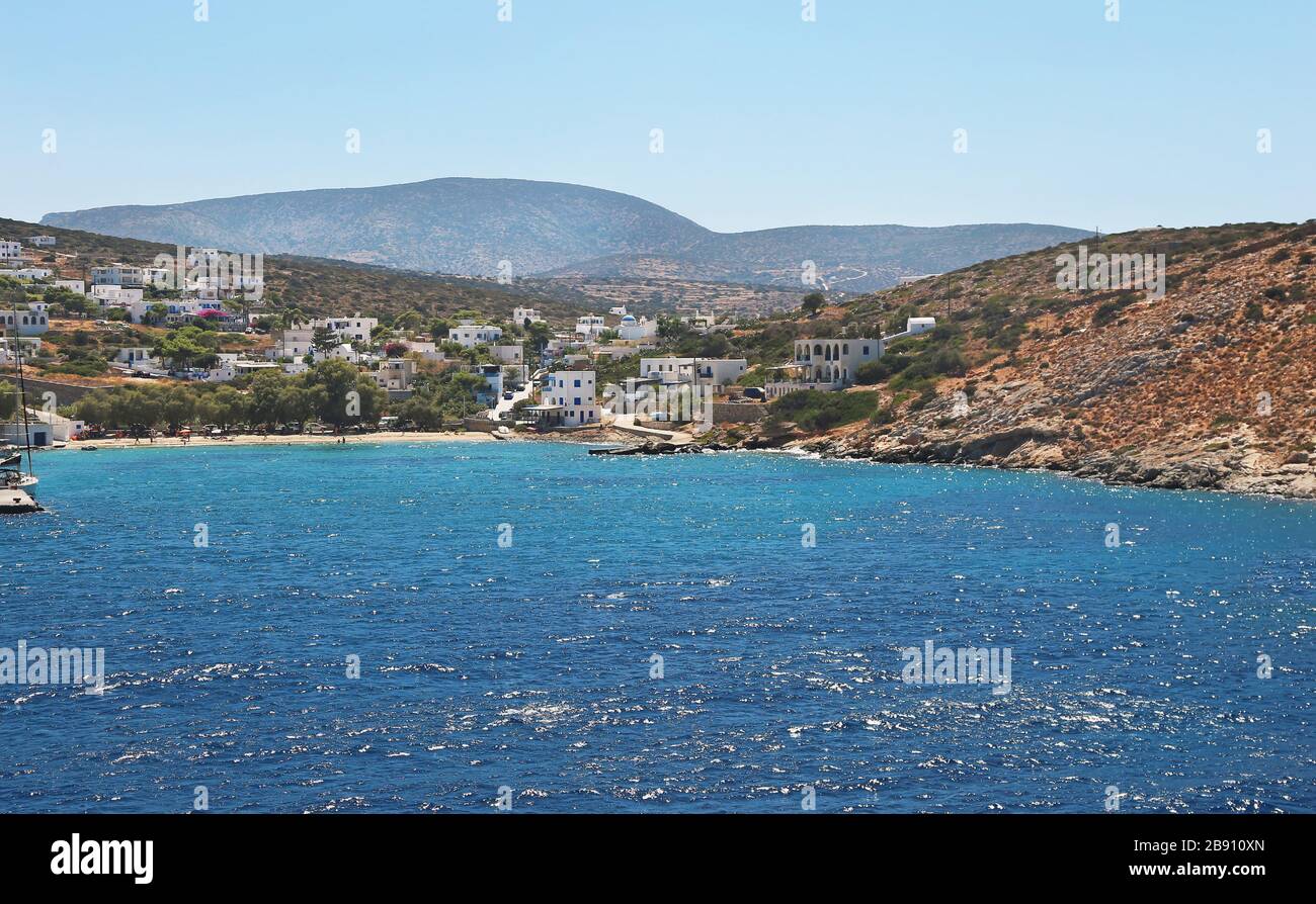 landscape of the port of Iraklia island Cyclades Greece Stock Photo - Alamy