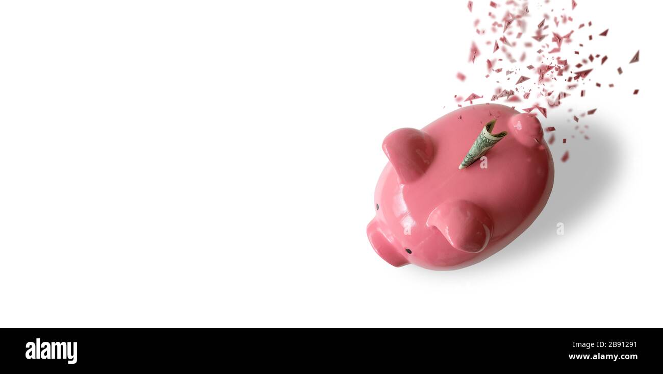 A breaking piggy bank with white background Stock Photo - Alamy