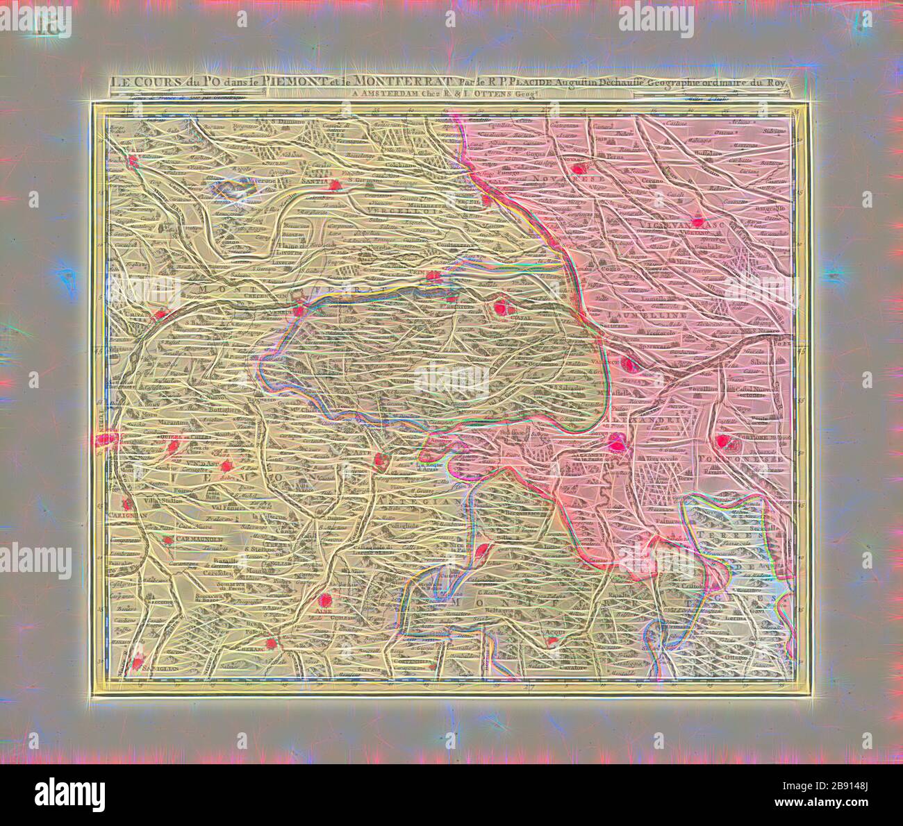 Map, Le cours du Po dans le Piemont et le Montferrat, Placide de Sainte ...