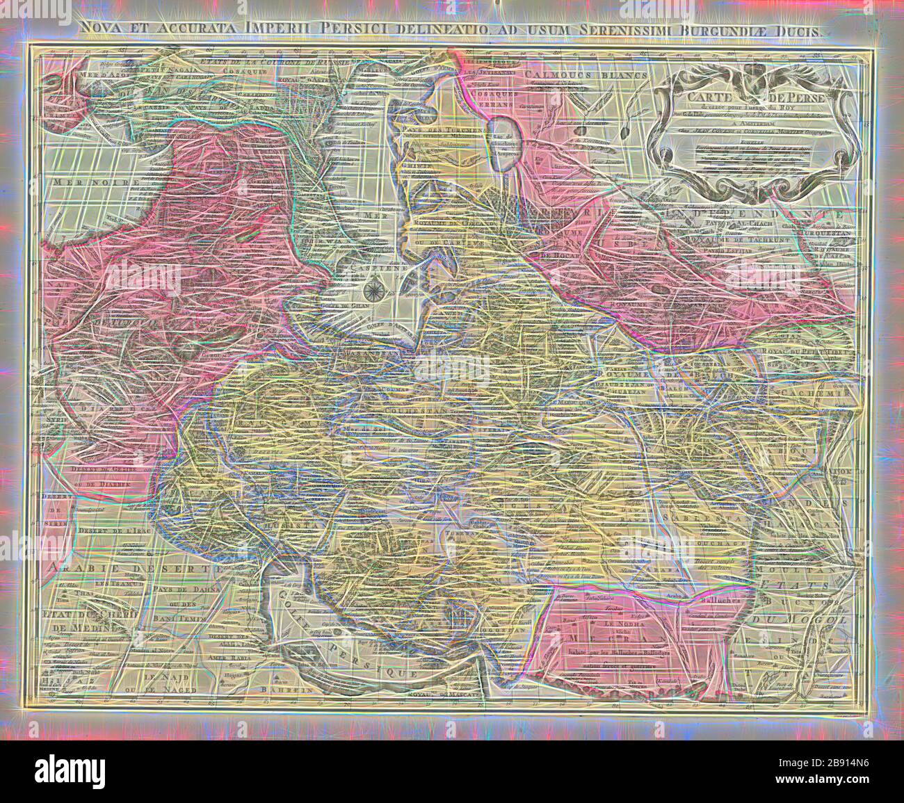 Map, Carte de Perse, Guillaume Delisle (1675-1726), Copperplate print, Reimagined by Gibon ...