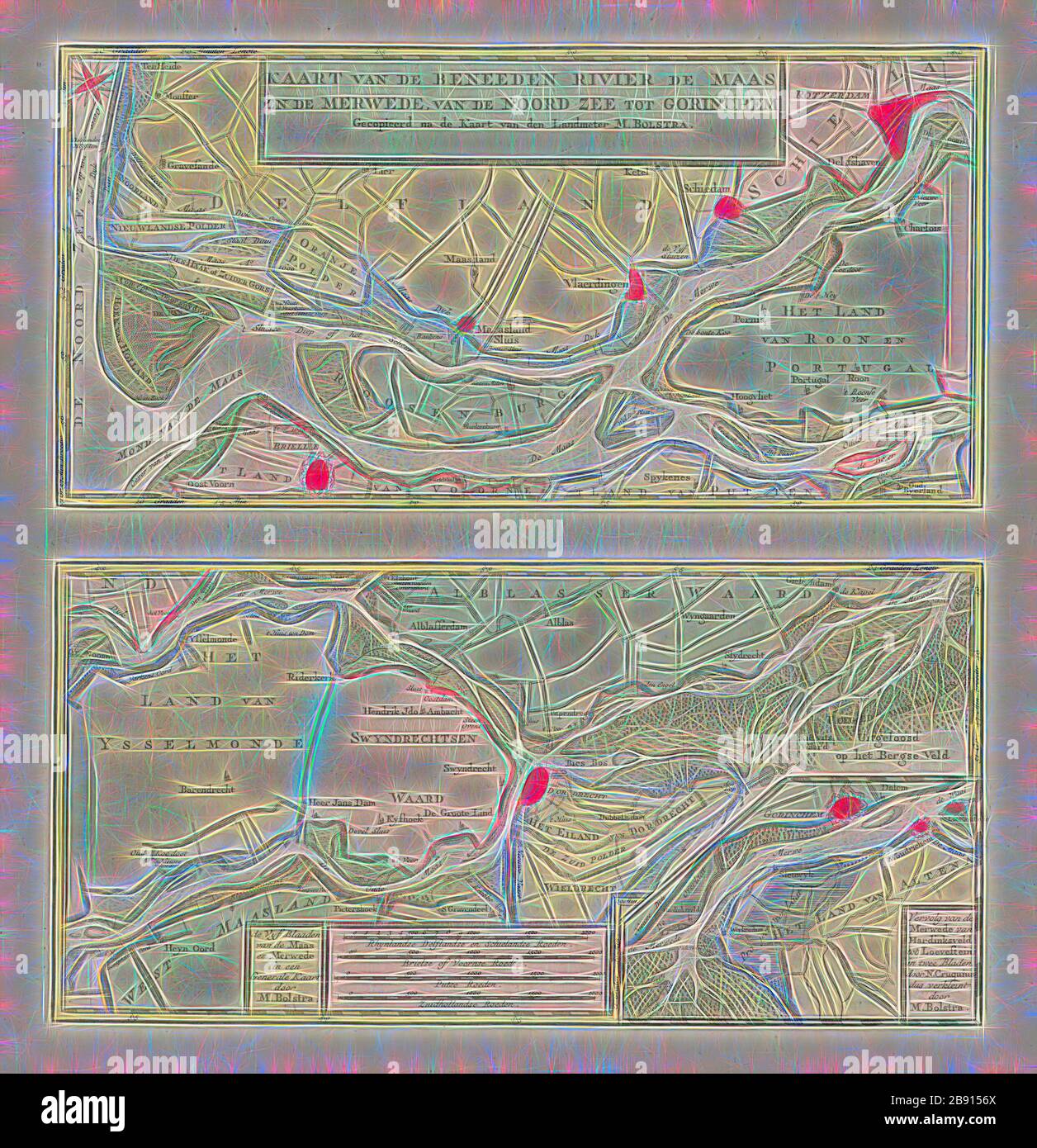 Map, Kaart van de Beneeden rivier de Maas en de Merwede, van de Noord ...
