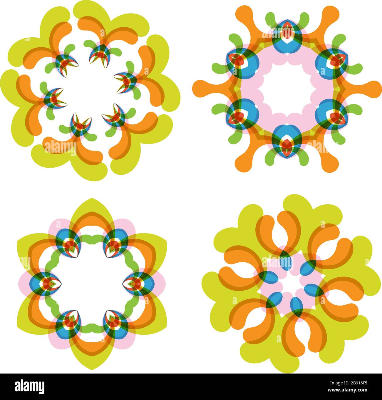 Abstract flower ornament set for creative design Stock Vector Image ...