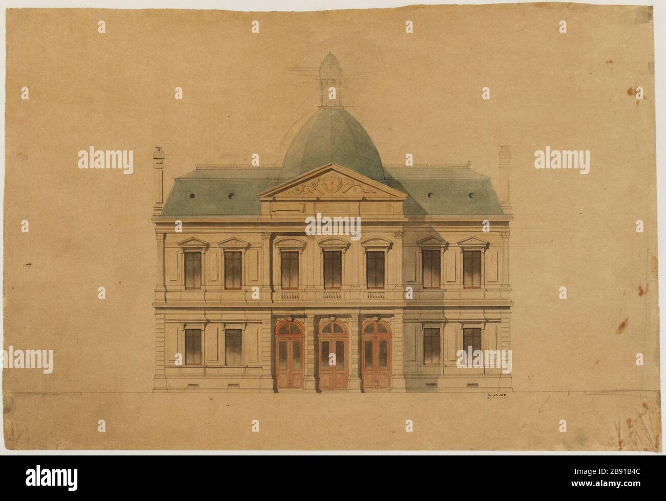town hall project for the twentieth district: main facade, 1867-1877 ...