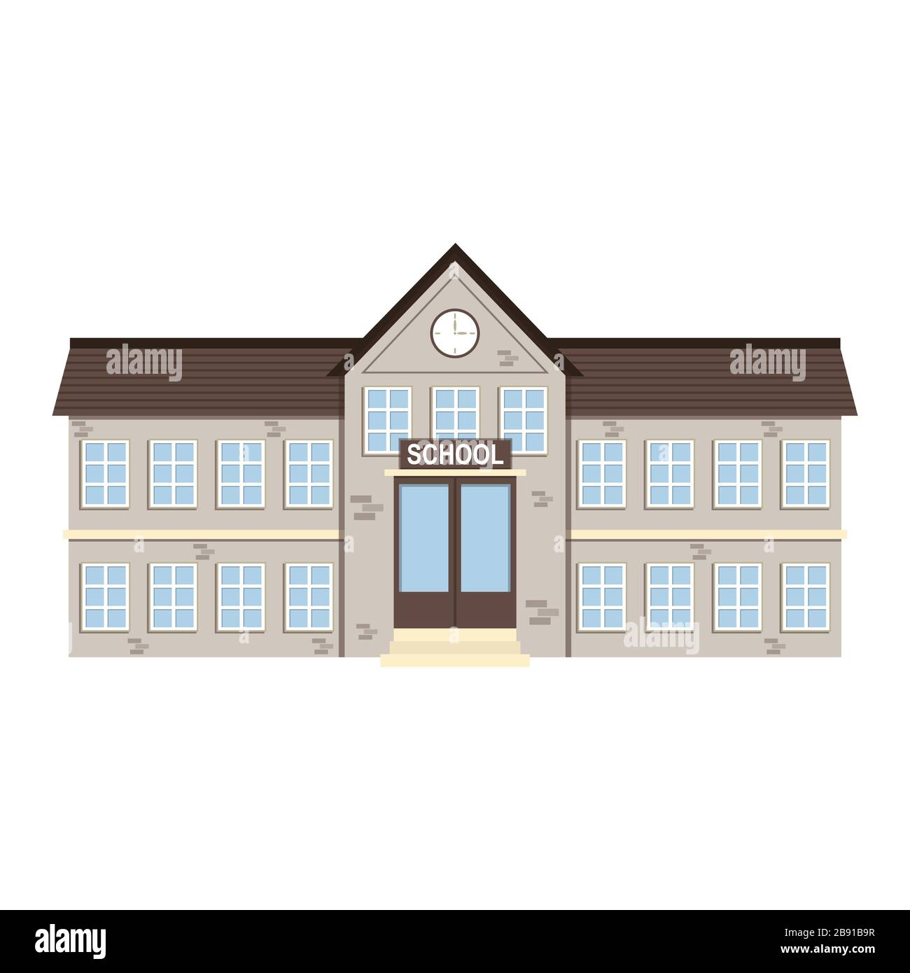Cartoon brick school building . Vector illustration Stock Vector Image ...
