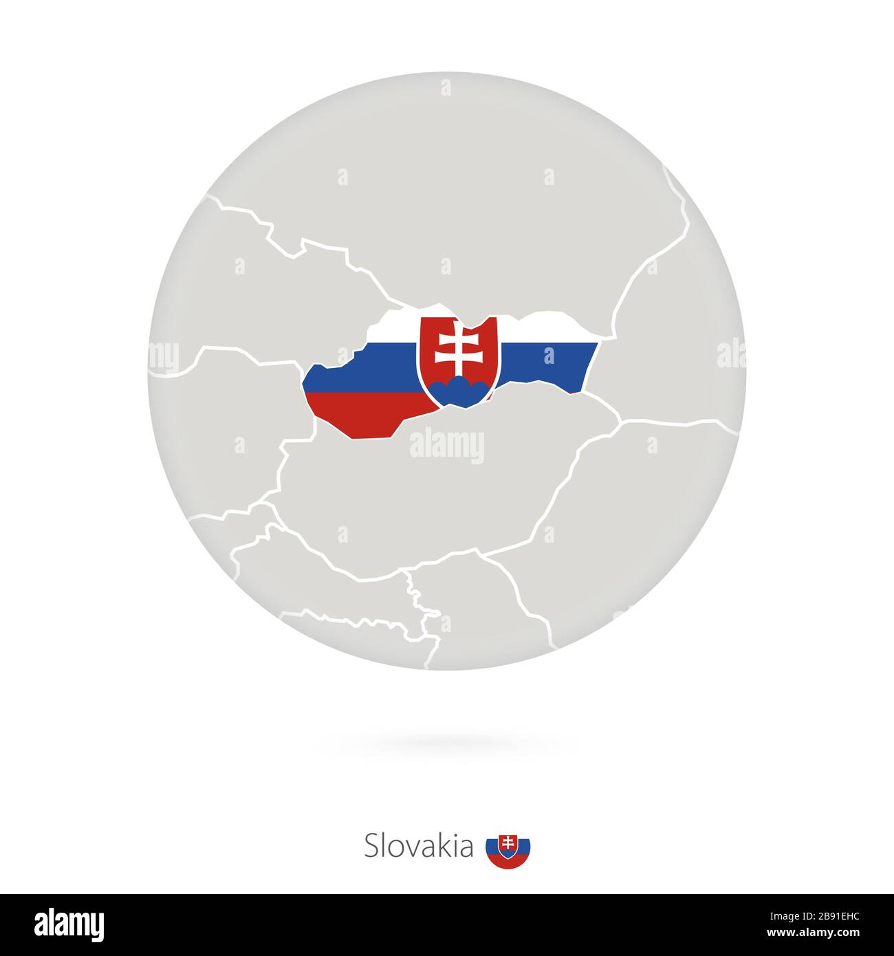 Map of Slovakia and national flag in a circle. Slovakia map contour ...