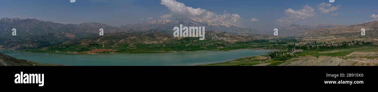 Panorama of Namrood Lake in the province of Theheran in Iran with ...