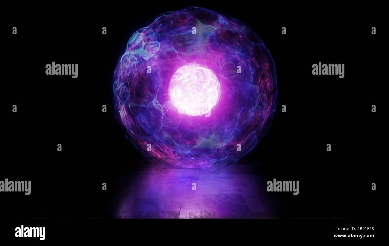 3D rendering ball of energy and plasma in the core of the reactor ...