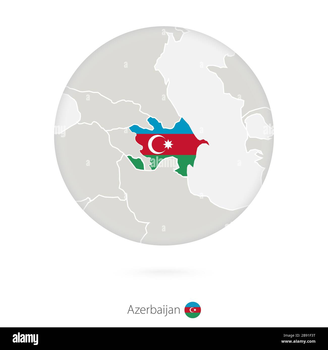 Map of Azerbaijan and national flag in a circle. Azerbaijan map contour ...