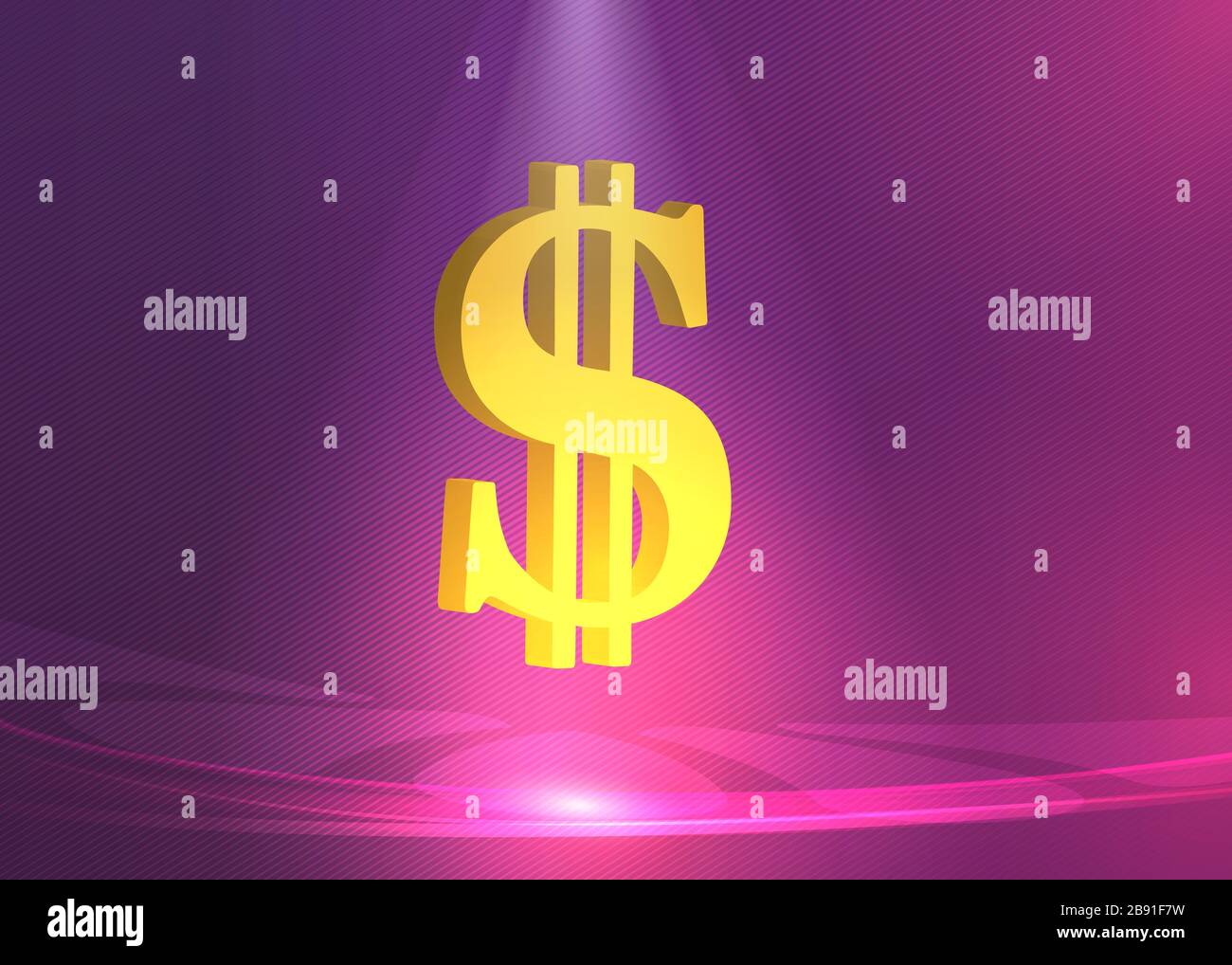 Dollar sign, background glowing lights, modern poster lines violet and ...