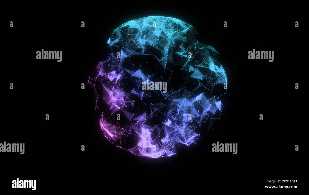 3D rendering of an abstract globe, sphere in space in the form of ...