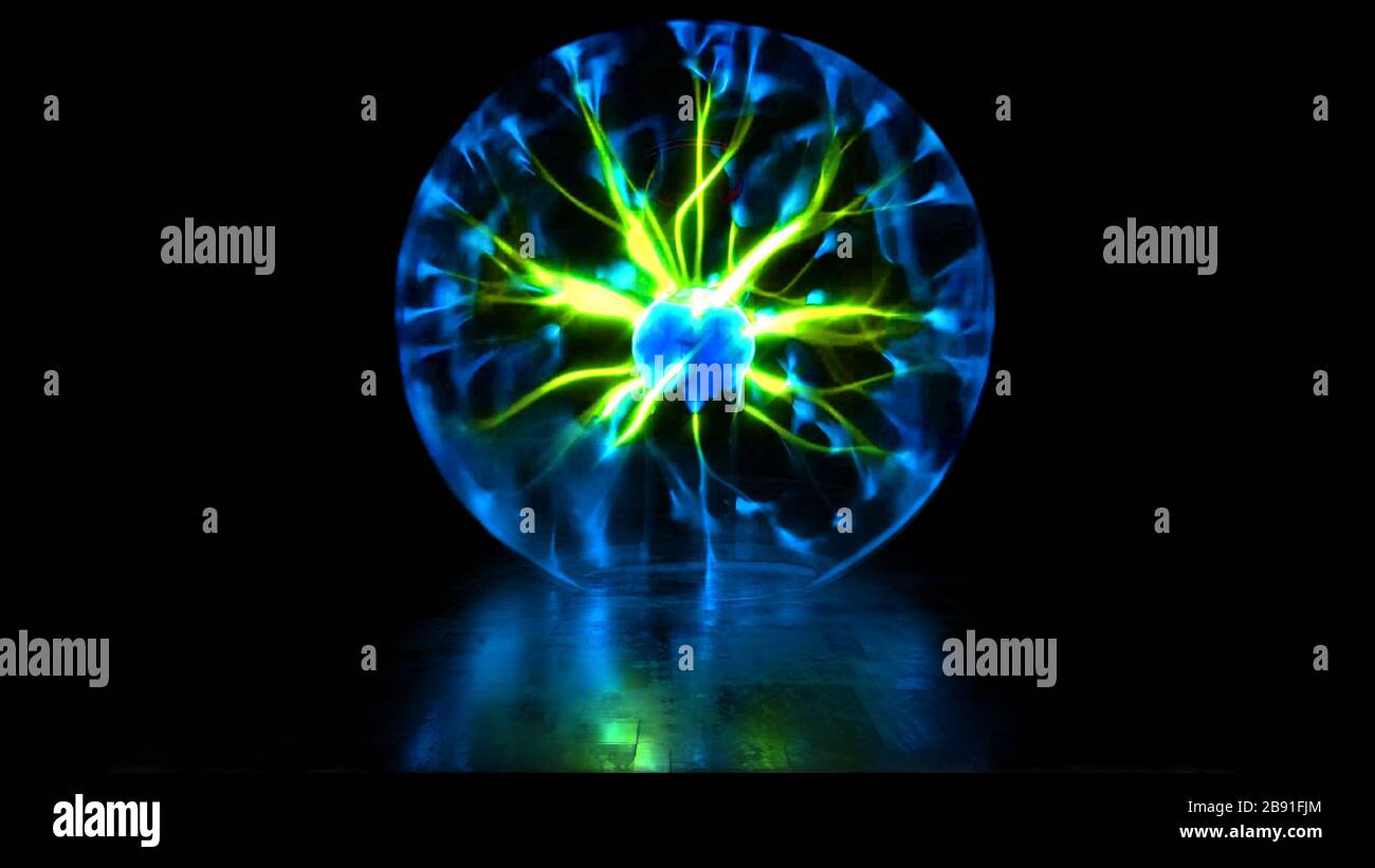 3D rendering of a plasma discharge lamp with high voltage lightning ...