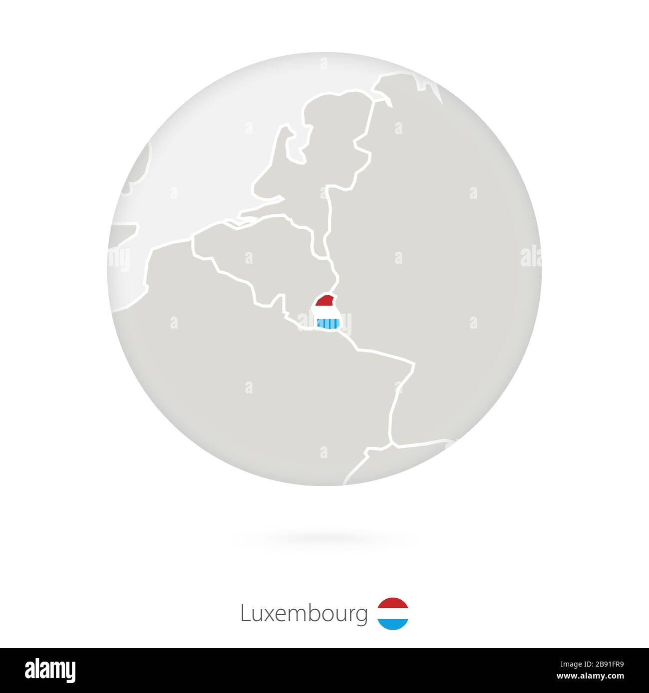 Map of Luxembourg and national flag in a circle. Luxembourg map contour ...