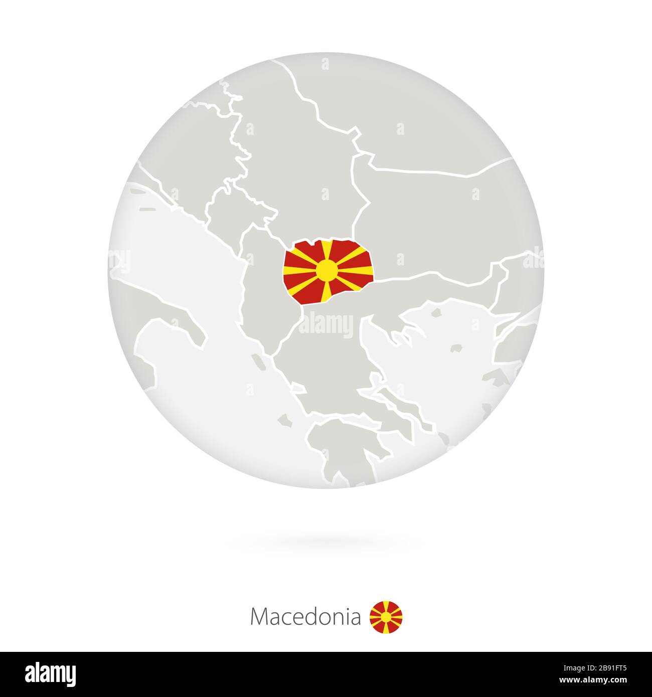 Map of Macedonia and national flag in a circle. Macedonia map contour with flag. Vector ...