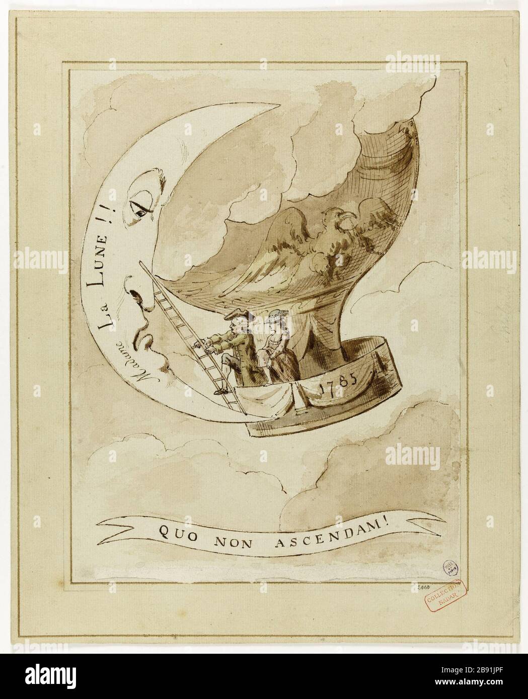 Man waving a balloon in distress. Anonyme. "L'homme saluant une ...