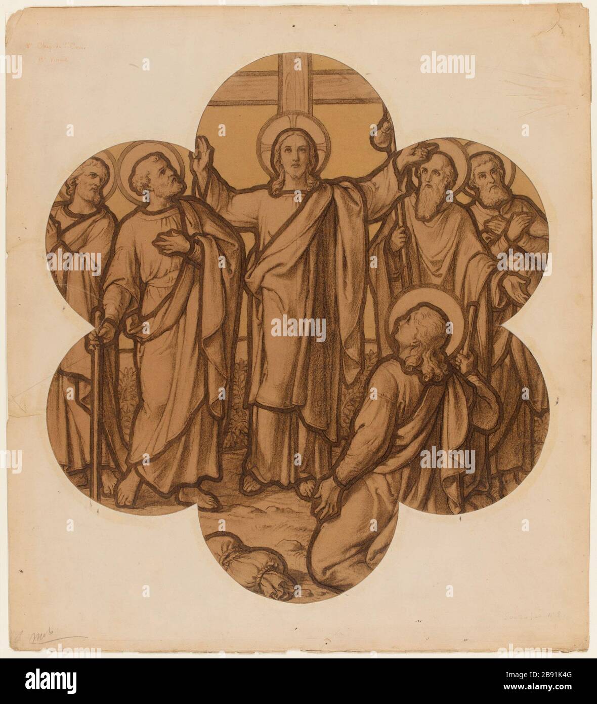 Jesus before the cross surrounded by his apostles. (Dummy title Stock ...