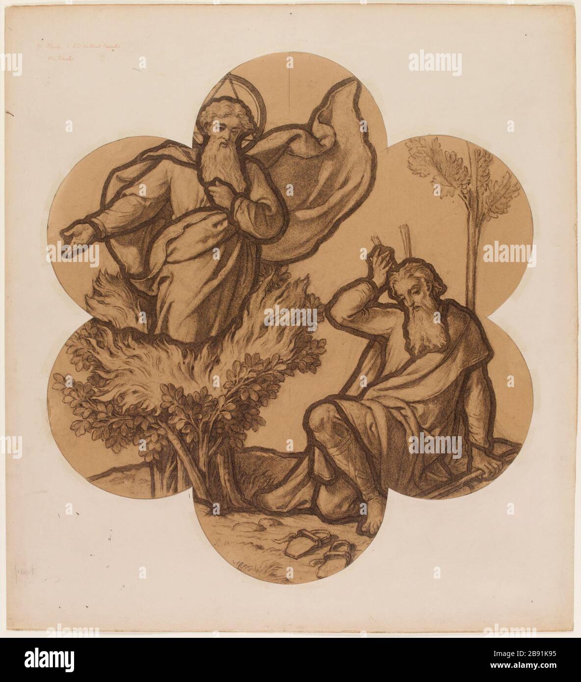 God appearing to Moses in the burning bush. (Dummy title Stock Photo ...
