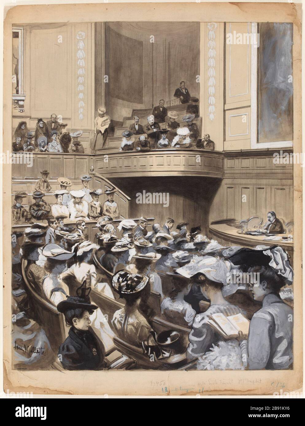 The amphitheater of the Sorbonne during a course of Mr. Faguet, 1905 ...