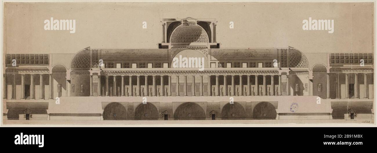 Project palace with dome, plan and section Stock Photo - Alamy