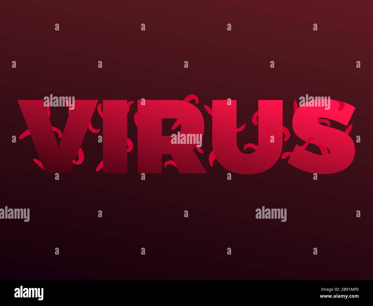 Virus text with parasites, viral infection. Coronavirus disease COVID ...