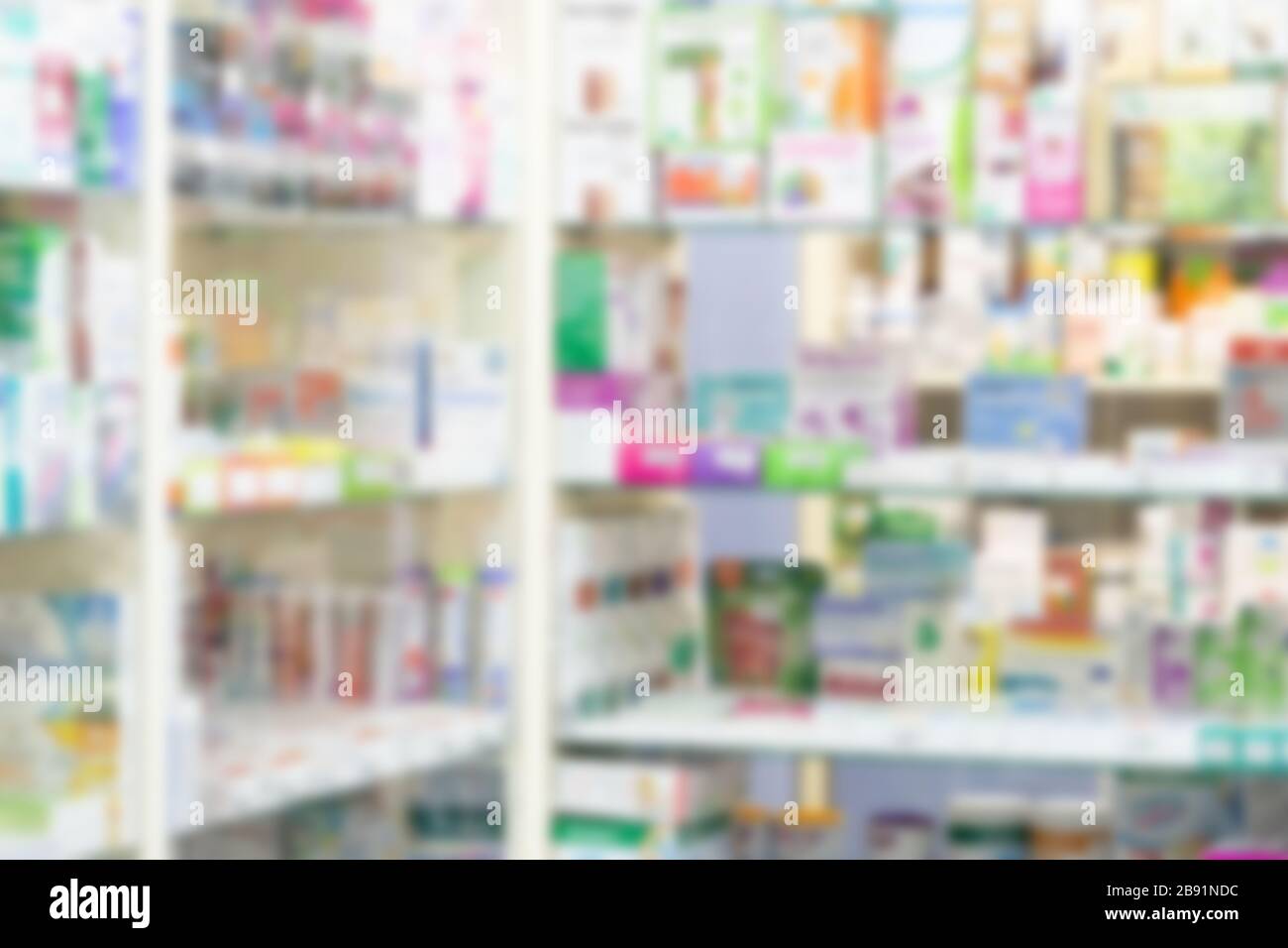 Pharmacy drugstore counter with medicine and vitamin supplement on ...