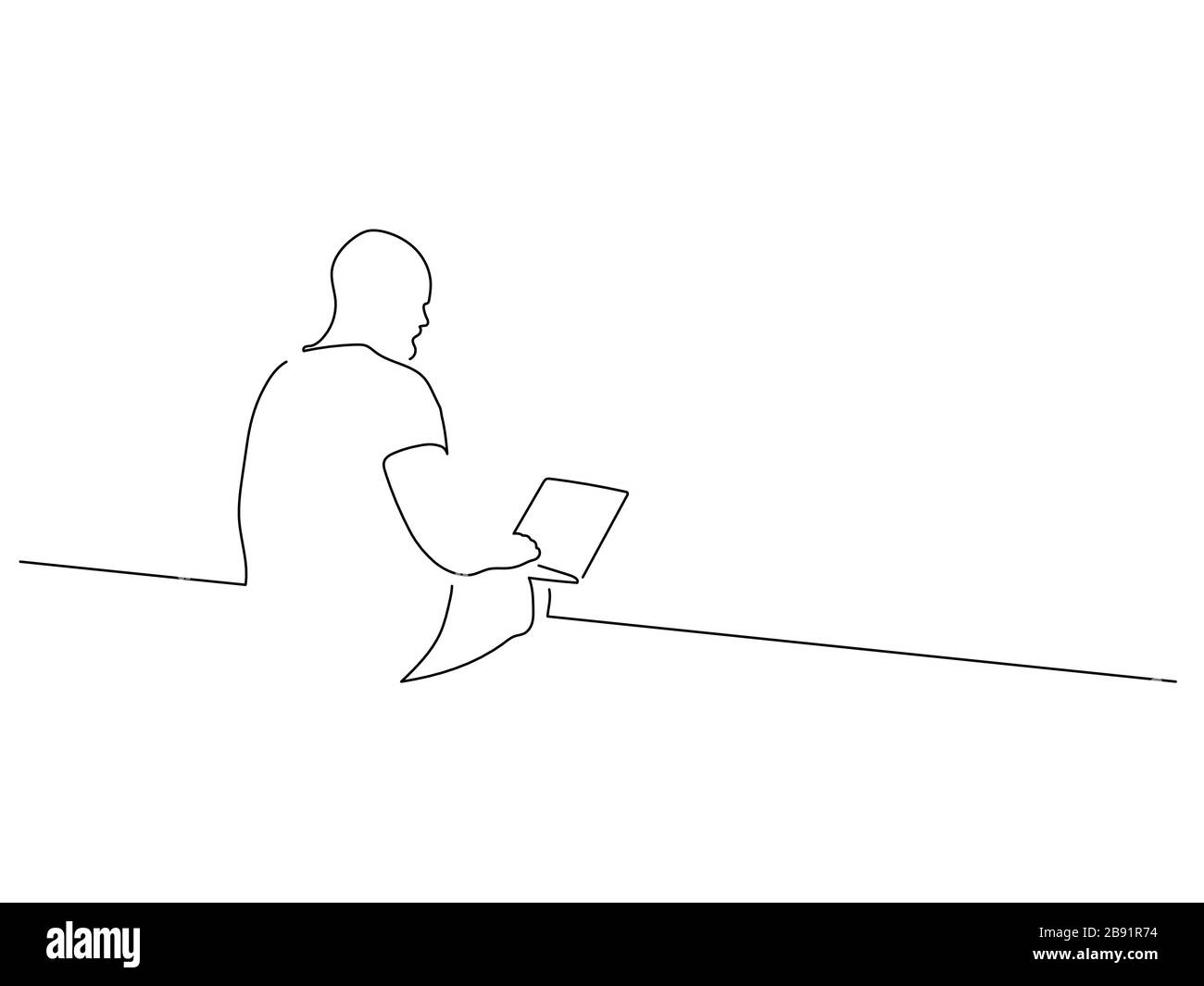 Worker line drawing, vector illustration design. People collection ...