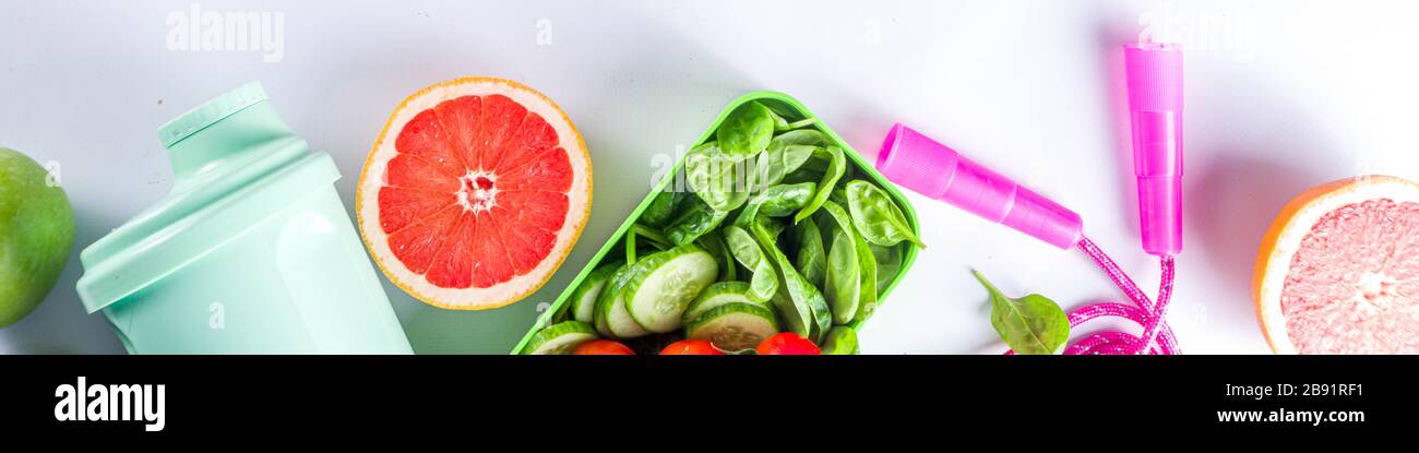 Fitness and healthy food lifestyle concept. Dumbbells, diet fruit and ...