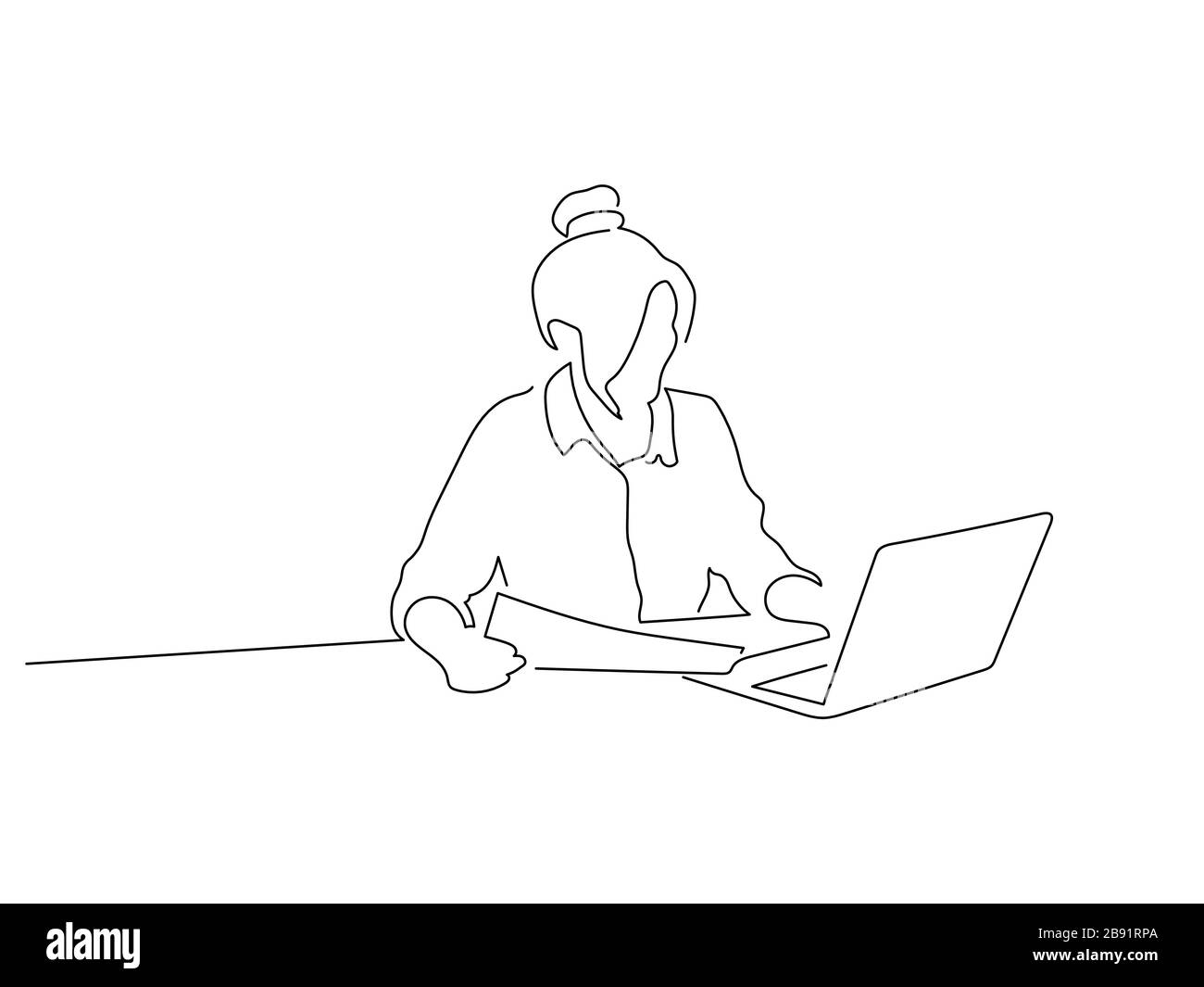 Worker line drawing, vector illustration design. People collection ...
