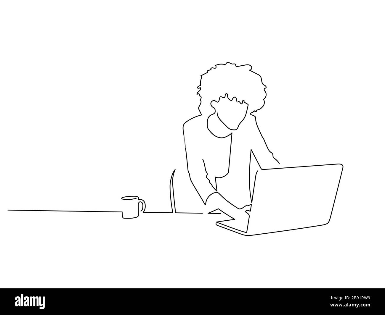 Worker line drawing, vector illustration design. People collection ...