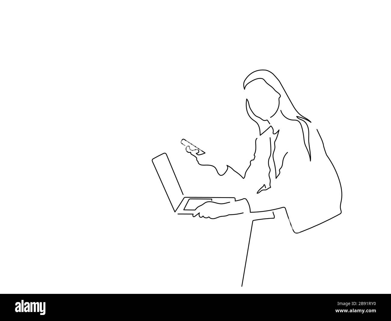 Worker line drawing, vector illustration design. People collection ...