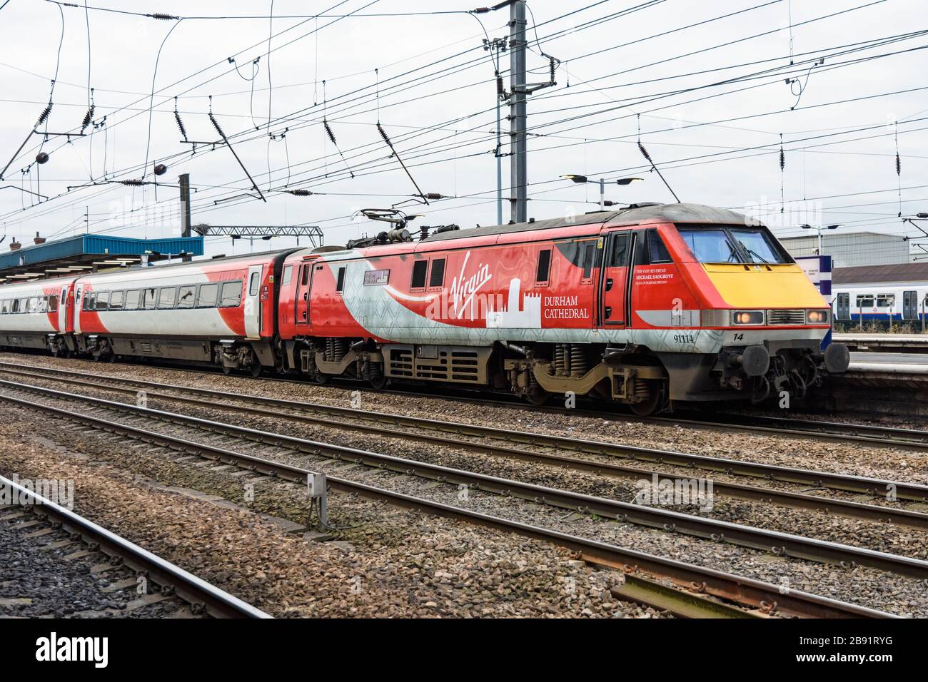 Virgin Trains ECML Class 91 electric loco named Durham Cathedral at ...