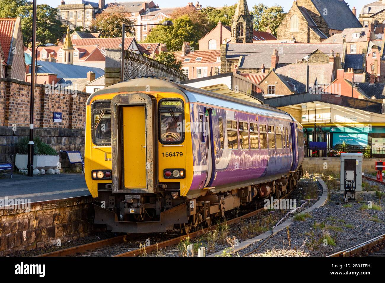 Northern Rail Class 156 train at Whitby with a Middlesborough service ...