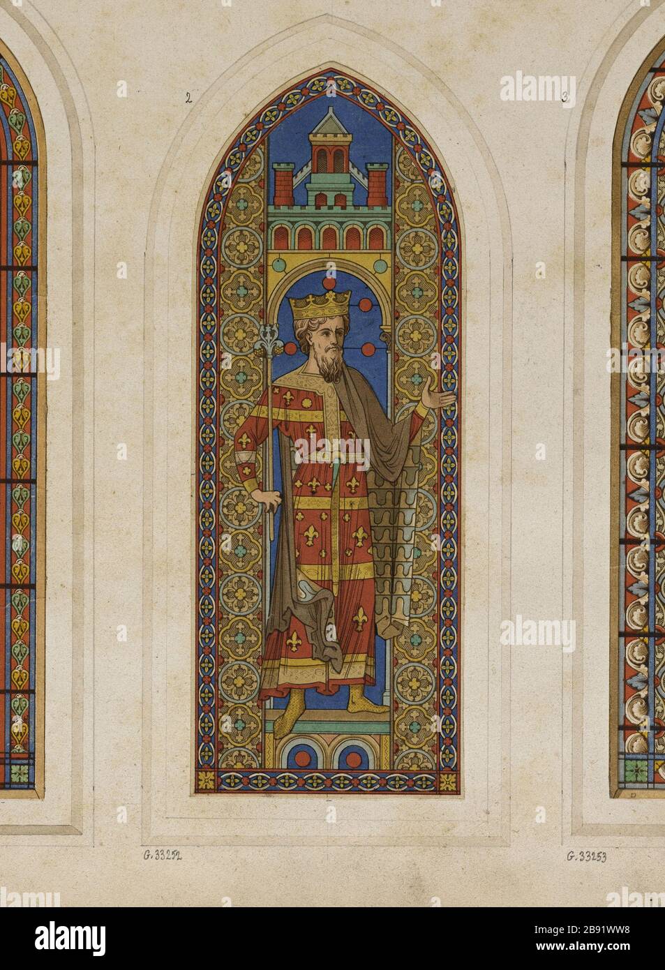 ALBUM NO: 2; WINDOW, FIGURE OF ST LOUIS IN ITS edicule Atelier Gsell ...