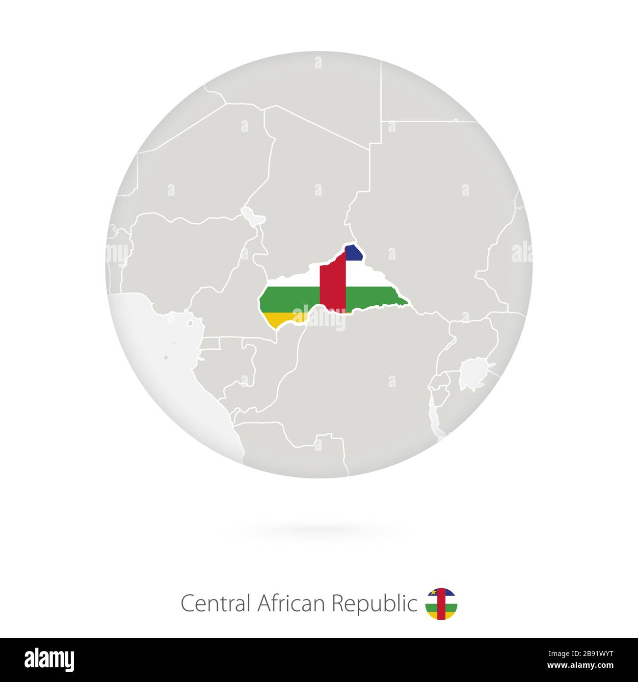 Map Of Central African Republic And National Flag In A Circle Car Map
