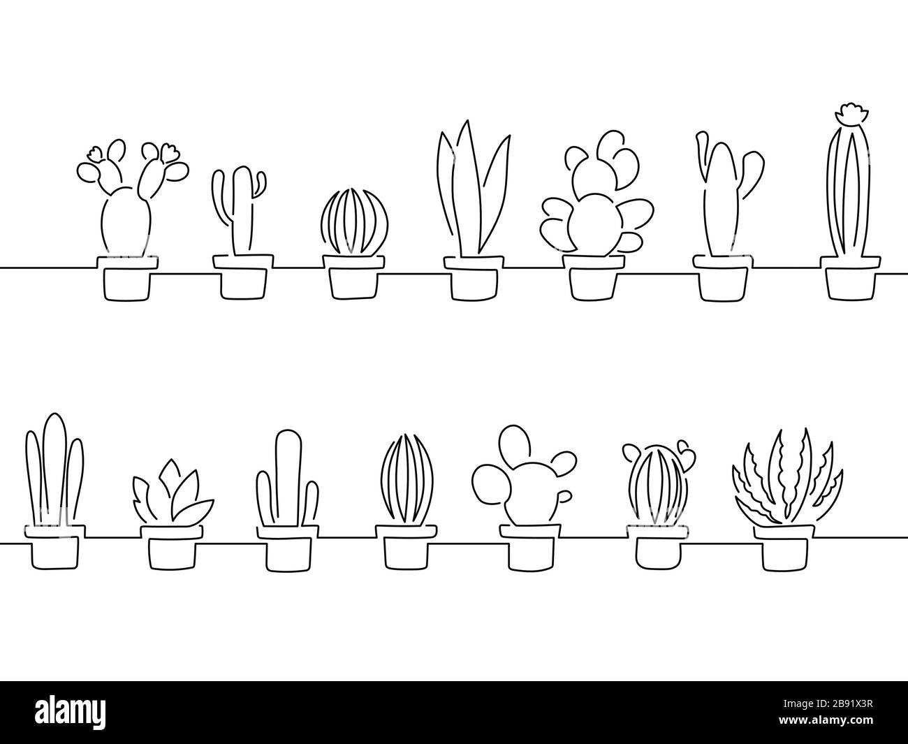 Cactus line drawing pattern, vector illustration design Stock Vector ...