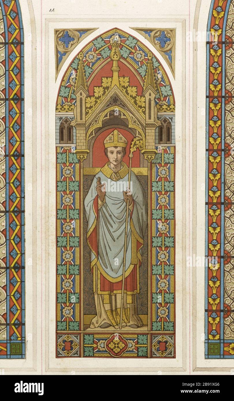 ALBUM NO: 2; WINDOW FIGURE OF BISHOP IN MITER edicule Atelier Gsell ...